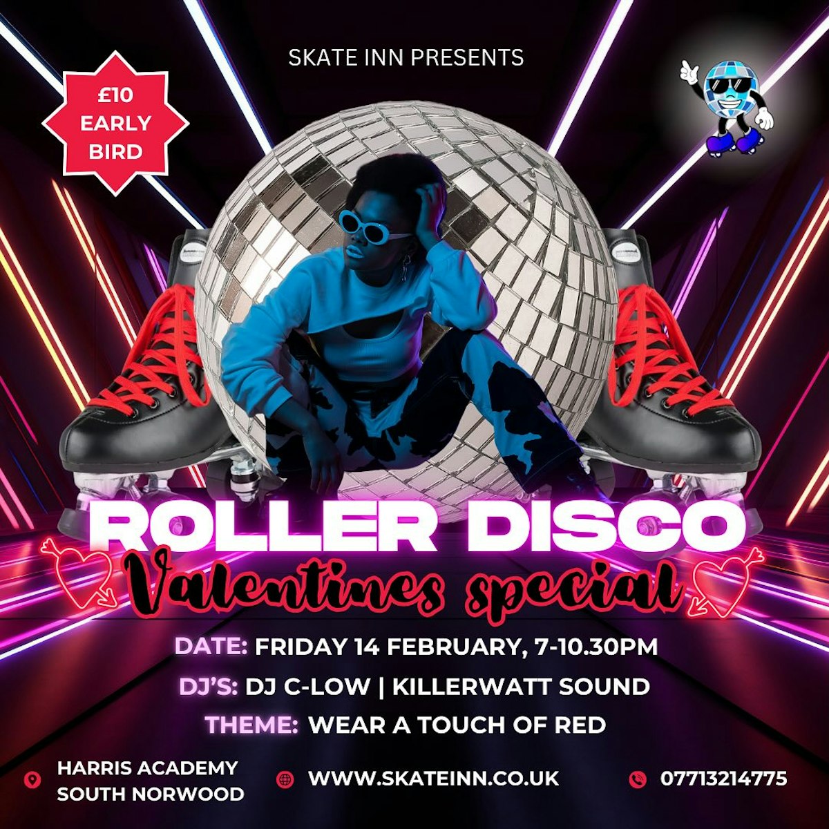 Roller Disco - Valentine's Special - London skate event. DJ C-Low, Killerwatt Sound. RnB, Slow ...