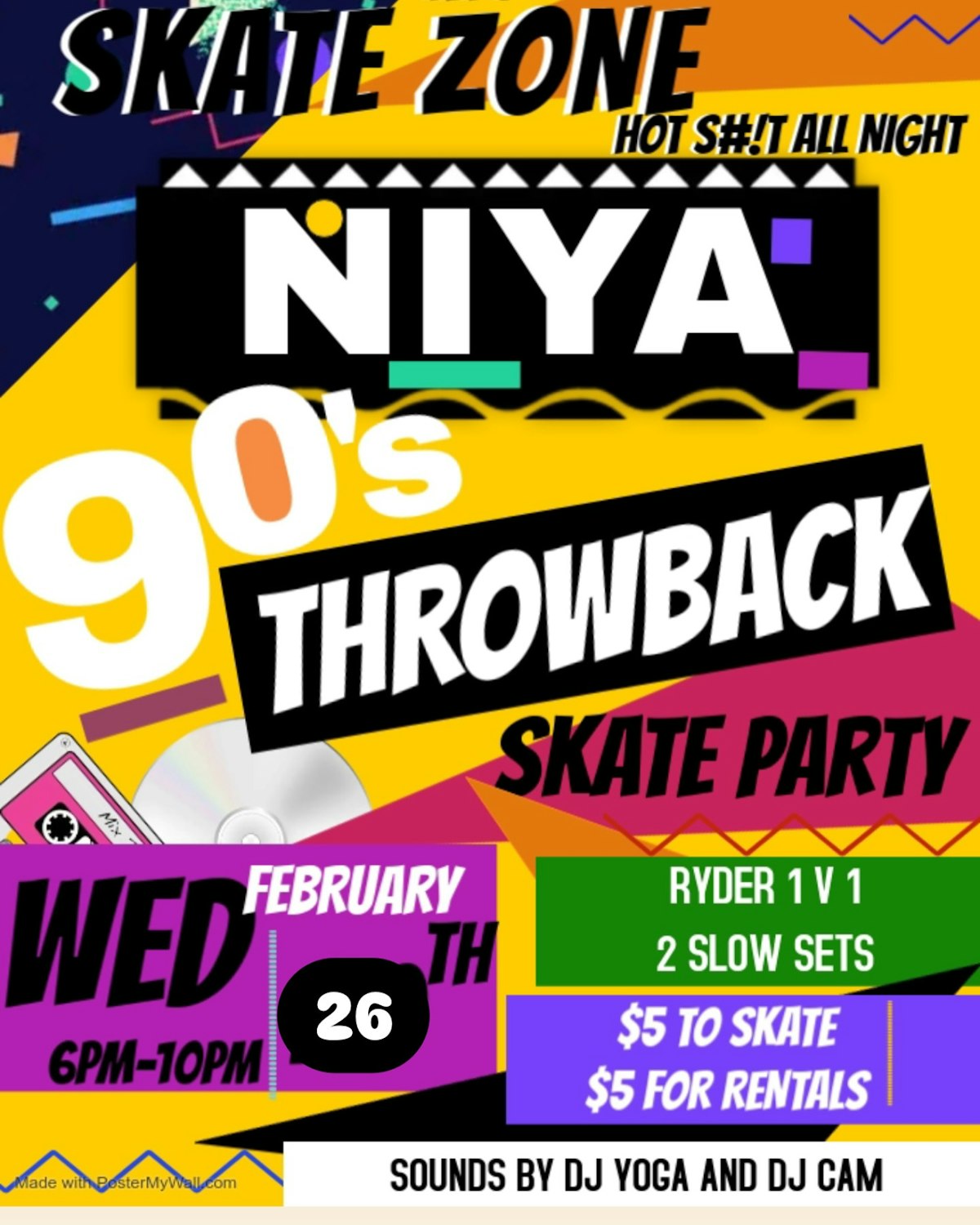 NIYA 90's Throwback Skate Party - Atlanta skate event. DJ Yoga, DJ Cam ...
