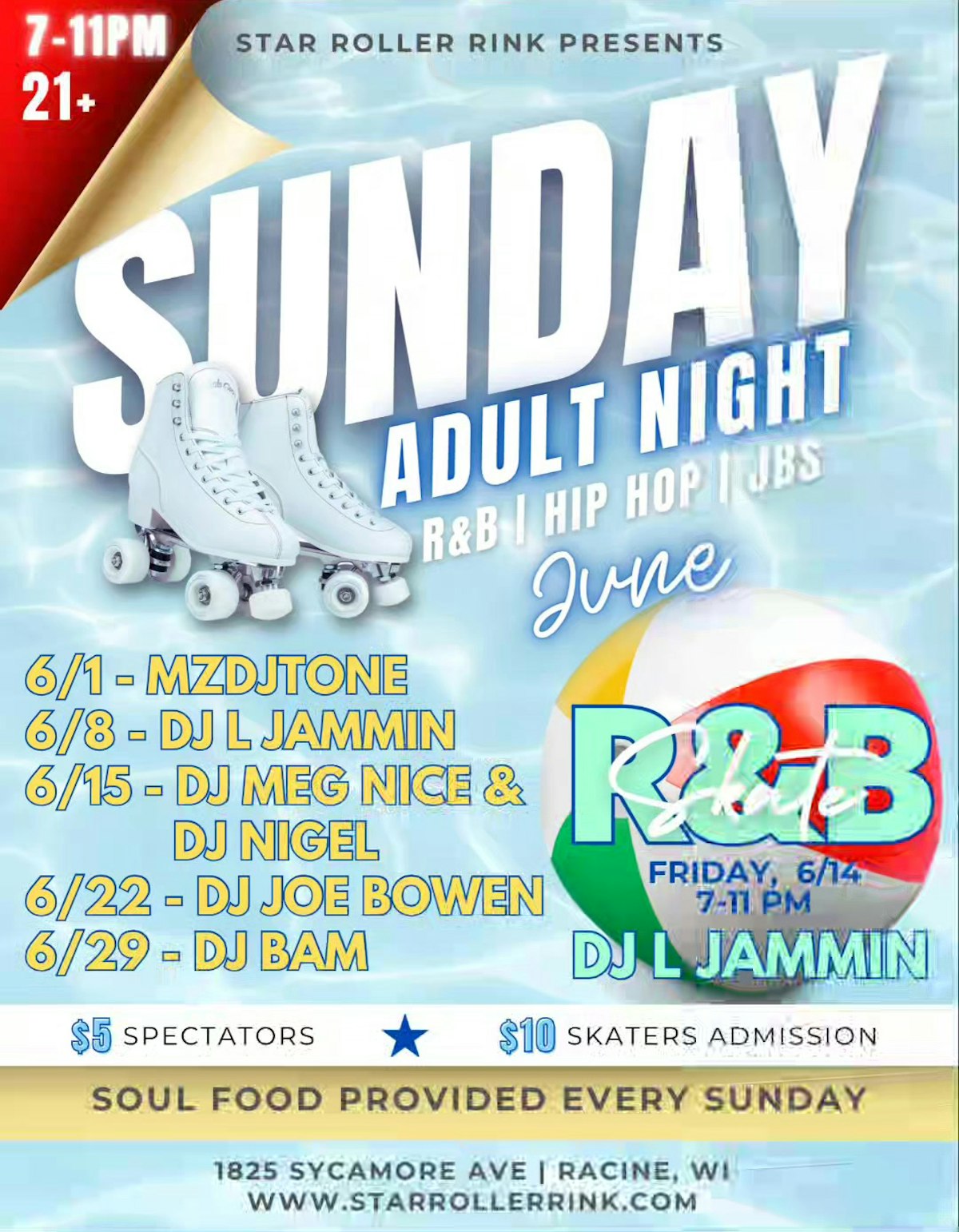 Sunday Adult Night - Wisconsin skate event. DJ Meg Nice, DJ Nigel. RnB ...