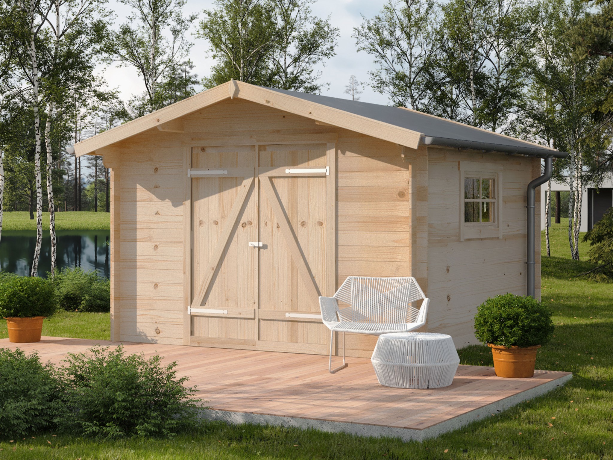 Pihavarasto Berit | Puinen varasto | Pariovi | 9 m² | Polhus