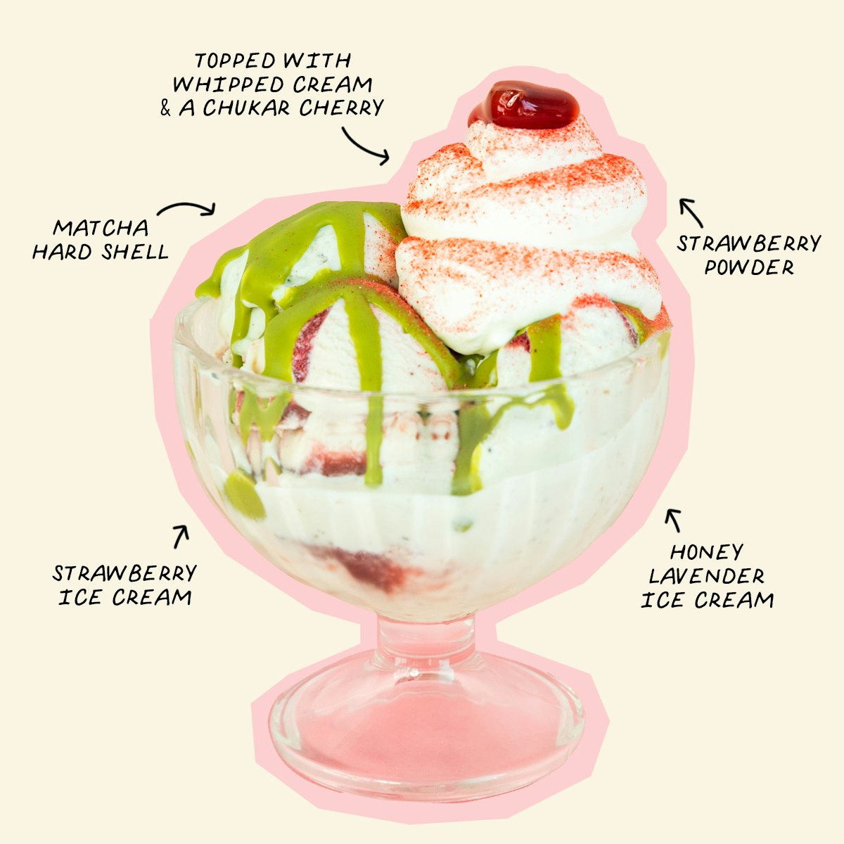 Strawberry Lavender Matcha Sundae! — Molly Moon's Ice Cream