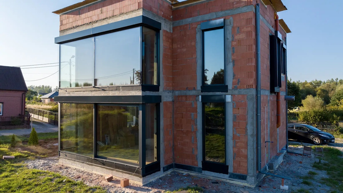 House with frameless display windows