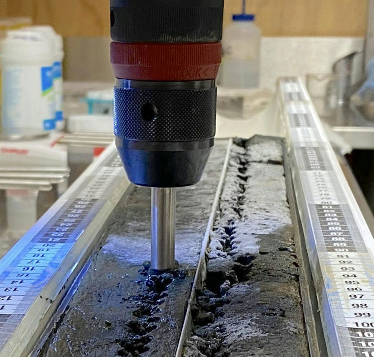 Taking subsamples from a sediment core