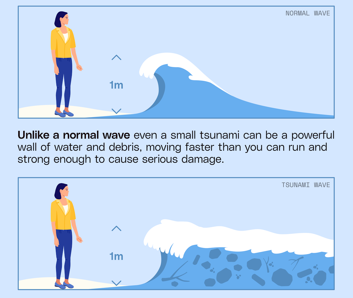 A surf wave versus a tsunami — Science Learning Hub