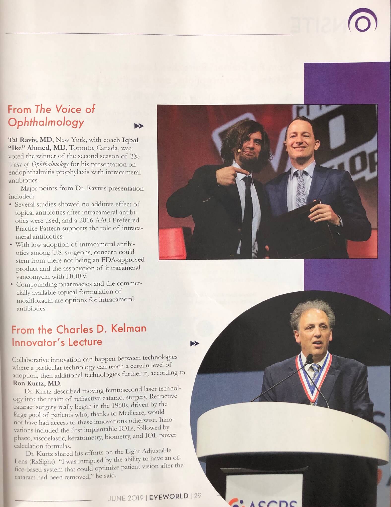 Dr. Raviv Wins Award for Presentation at ASCRS 2019 – Eye Center of New ...