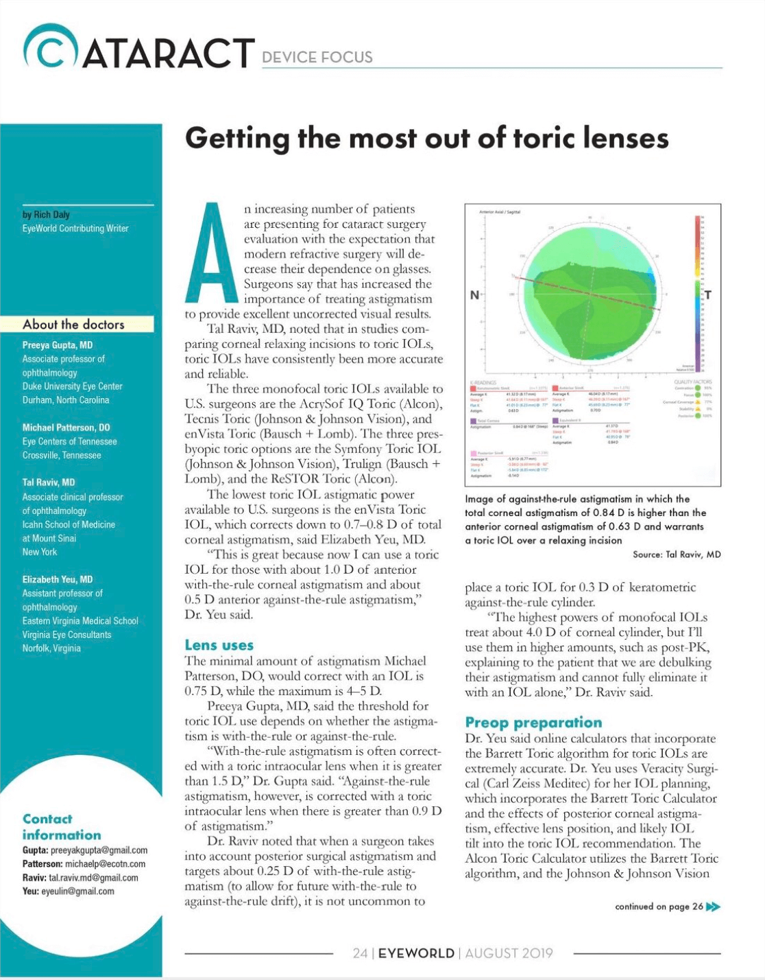 Dr. Raviv and Colleagues Discuss Toric IOLs in Latest edition of ...