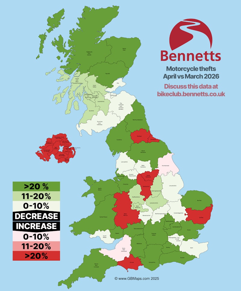 UK motorcycle theft report February: Crime trends & arrest stories