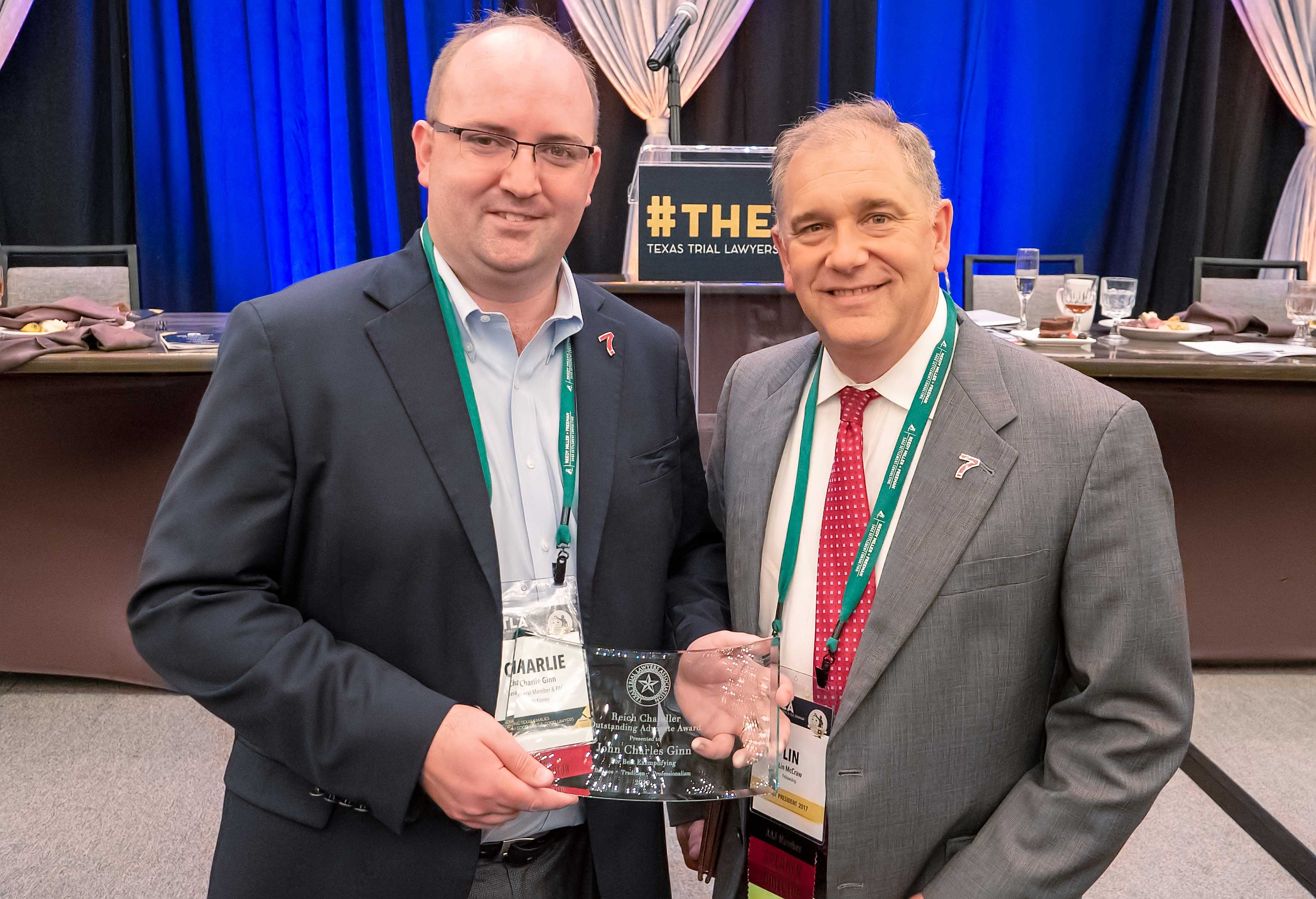Charlie Ginn Receives Reich Chandler Outstanding Advocate Award