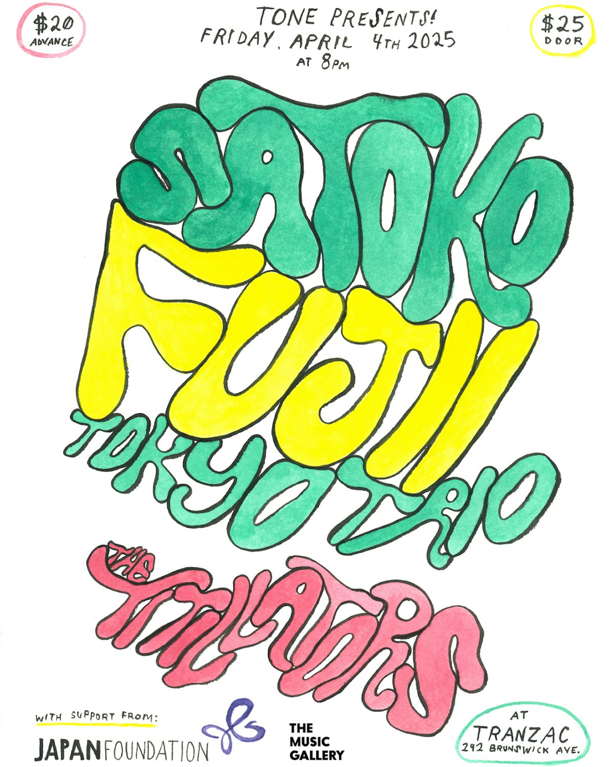 TONE presents: Satoko Fujii Tokyo Trio + The Titillators - Tranzac