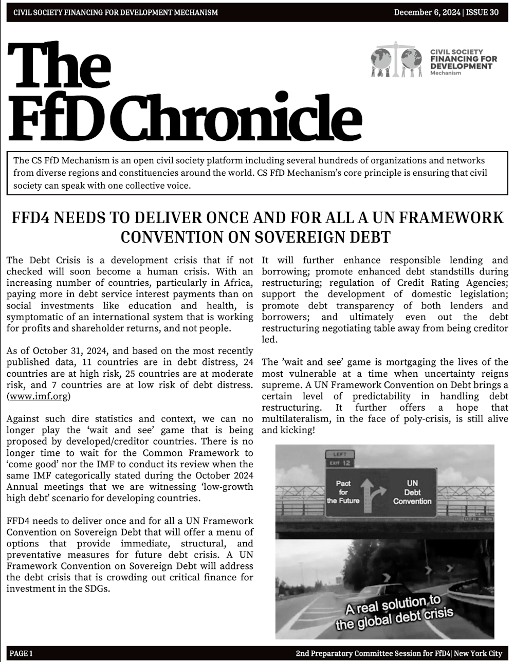 Issue 30: FfD4 needs to deliver once and for all a UN Framework ...