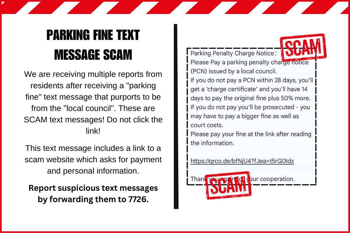 Residents warned of parking fine text message scam