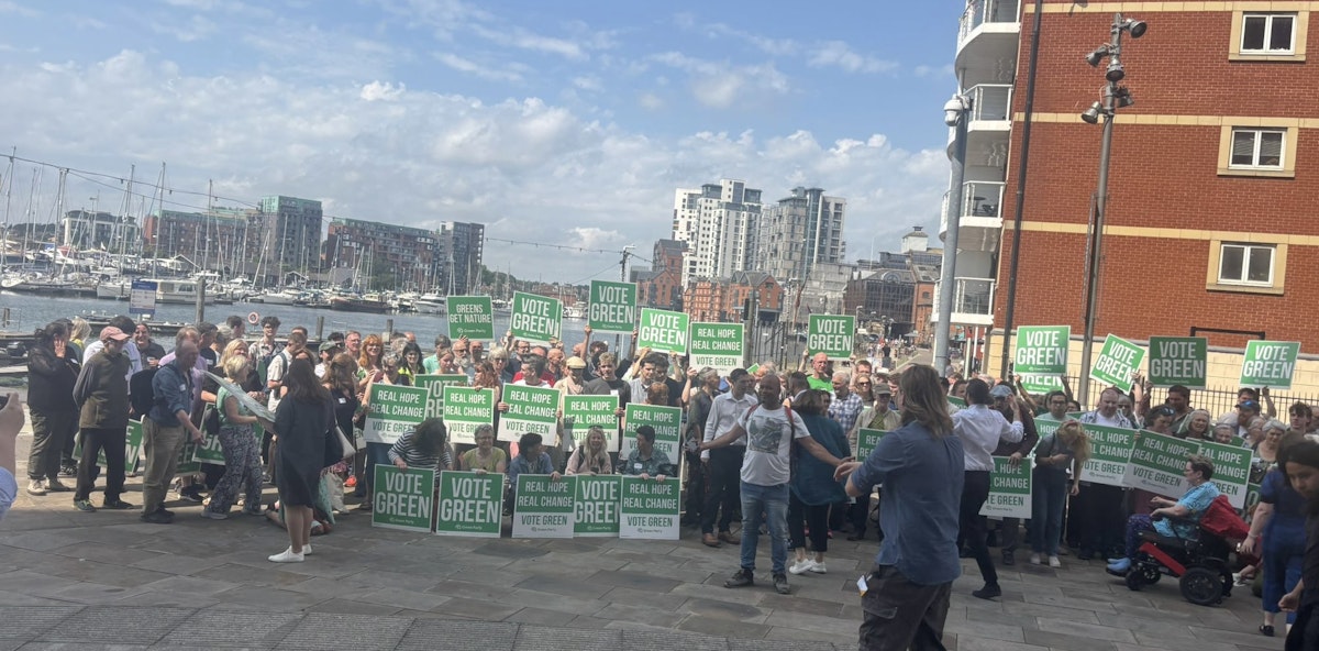 Green Party rally draws 200+ supporters to Ipswich waterfront