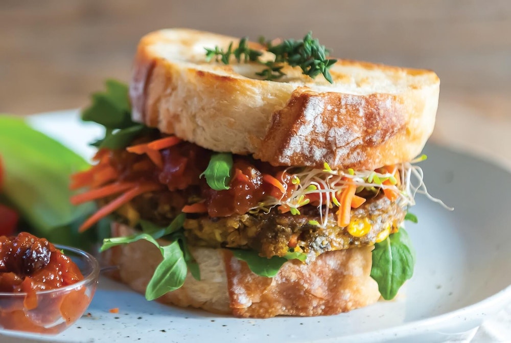 Veggie Burger with Red Capsicum Relish Recipe Australia | Edlyn Foods