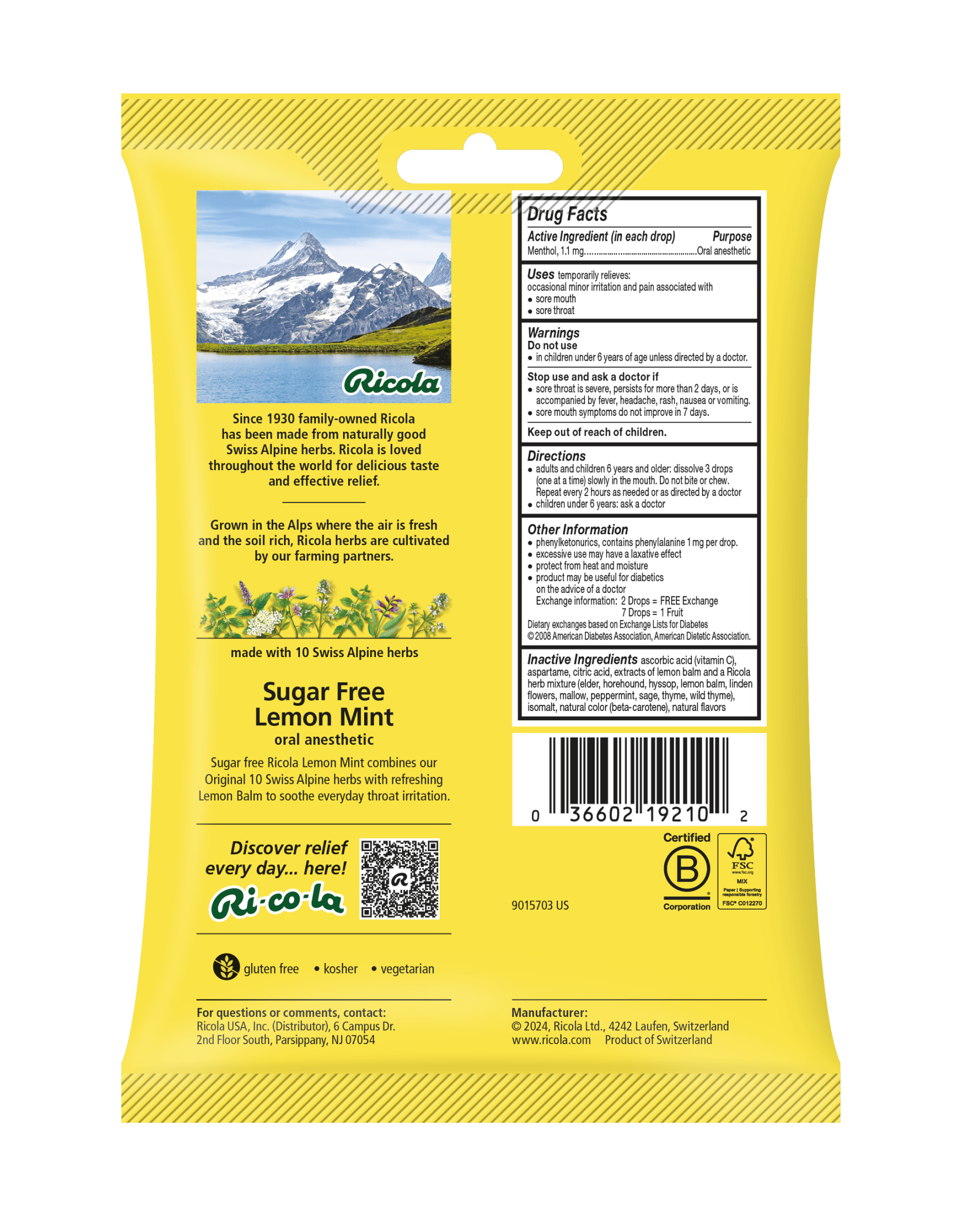 Try Our Sugar Free Lemon Mint Herbal Cough Drops | Ricola