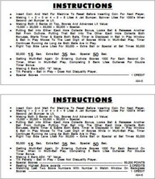 494 1 Scorpion Williams Score Cards 5 Marco Specialties Pinball