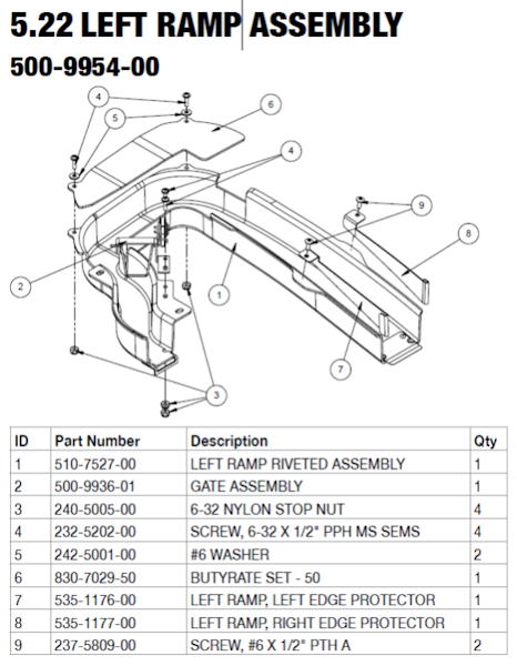 545-0903-00 - Bare left entrance plastic ramp for Kiss (STERN) - Marco ...