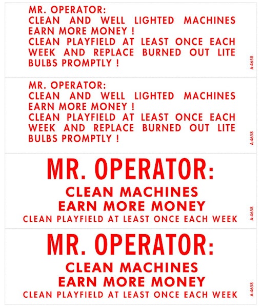 A-4658 - Mr. Operator Cashbox Stickers Gottlieb - Marco Specialties ...