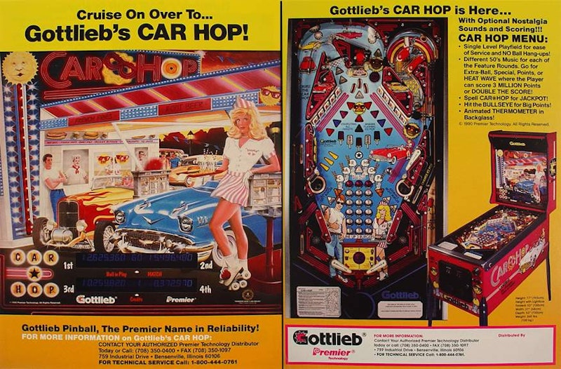 F-CARHOP - CAR HOP (Gottlieb) Flyer - Marco Specialties Pinball Parts