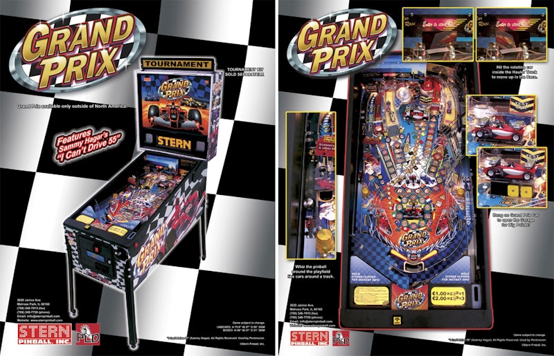 F-GRANDPRIXSTN - GRAND PRIX (Stern) Flyer - Marco Specialties Pinball Parts