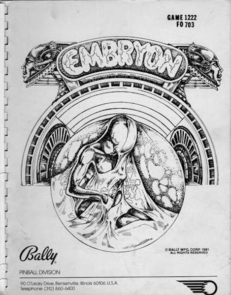 FO-703 - EMBRYON (Bally) Manual & schematic - Marco Specialties Pinball ...