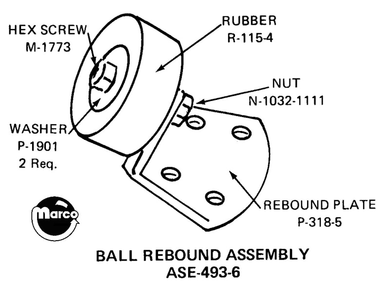 S-231-99 - Rebound bushing Bally AS-493-6 - Marco Specialties Pinball Parts