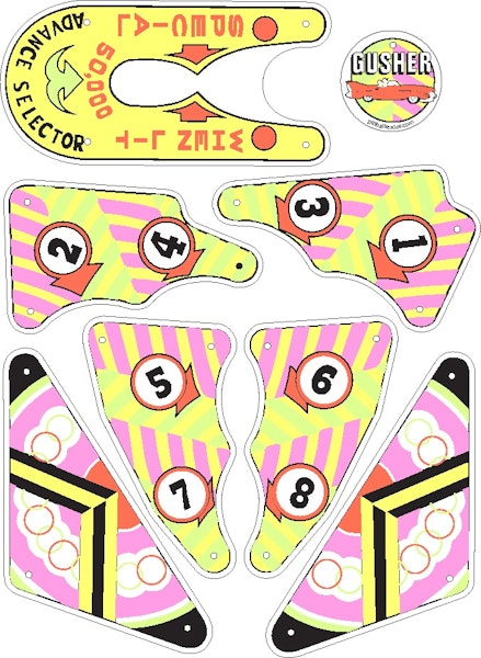 PP1921 - GUSHER (Williams) Plastic set - Marco Specialties Pinball Parts