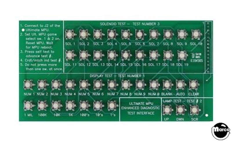 ULTEST - Alltek ULTIMATE MPU Test Card - Marco Specialties Pinball Parts