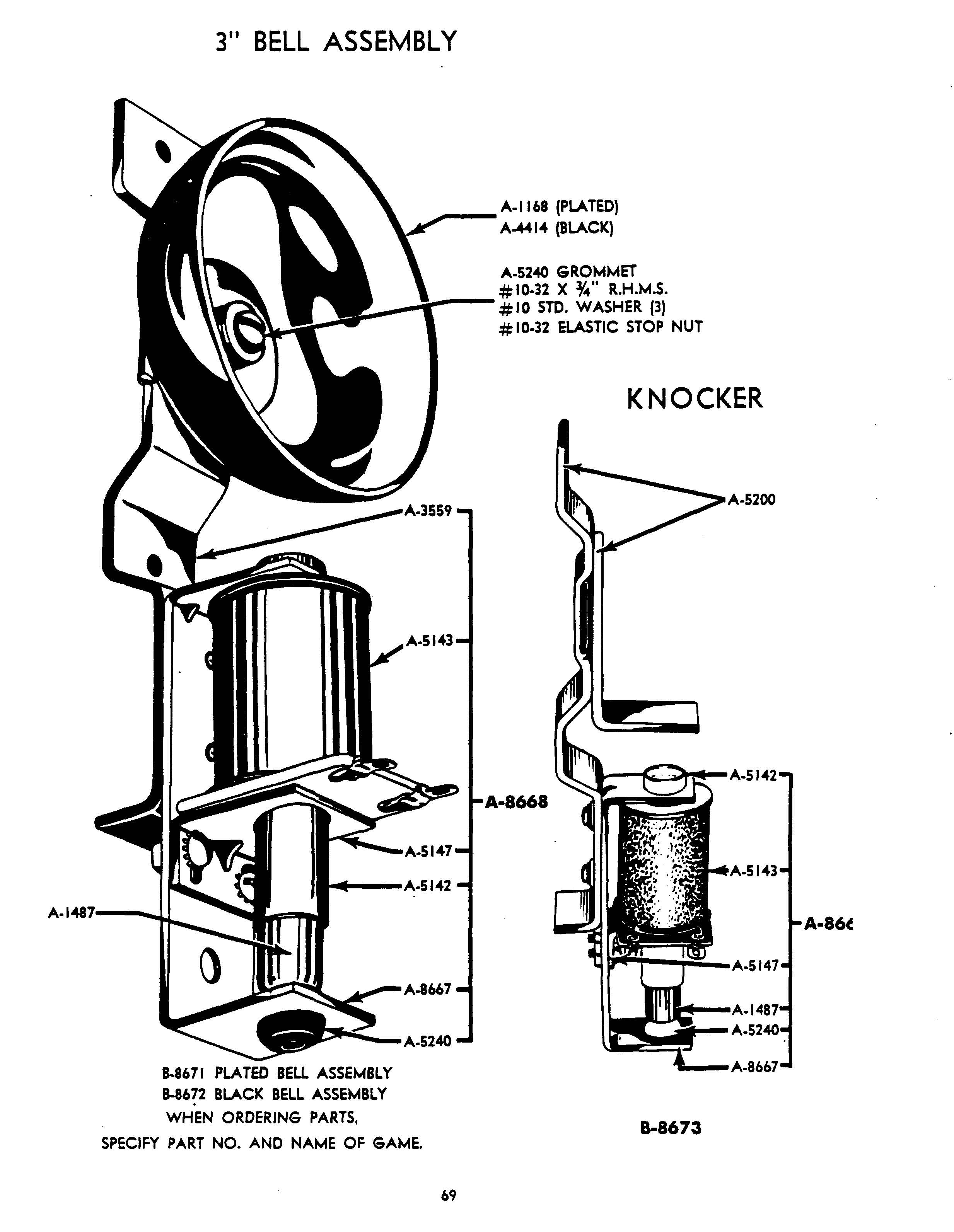 B-8672 - Bell Assembly Gottlieb 3 inch - Black - Marco Specialties ...
