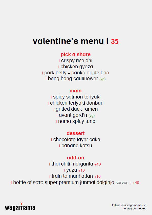 Wagamama menu prices store