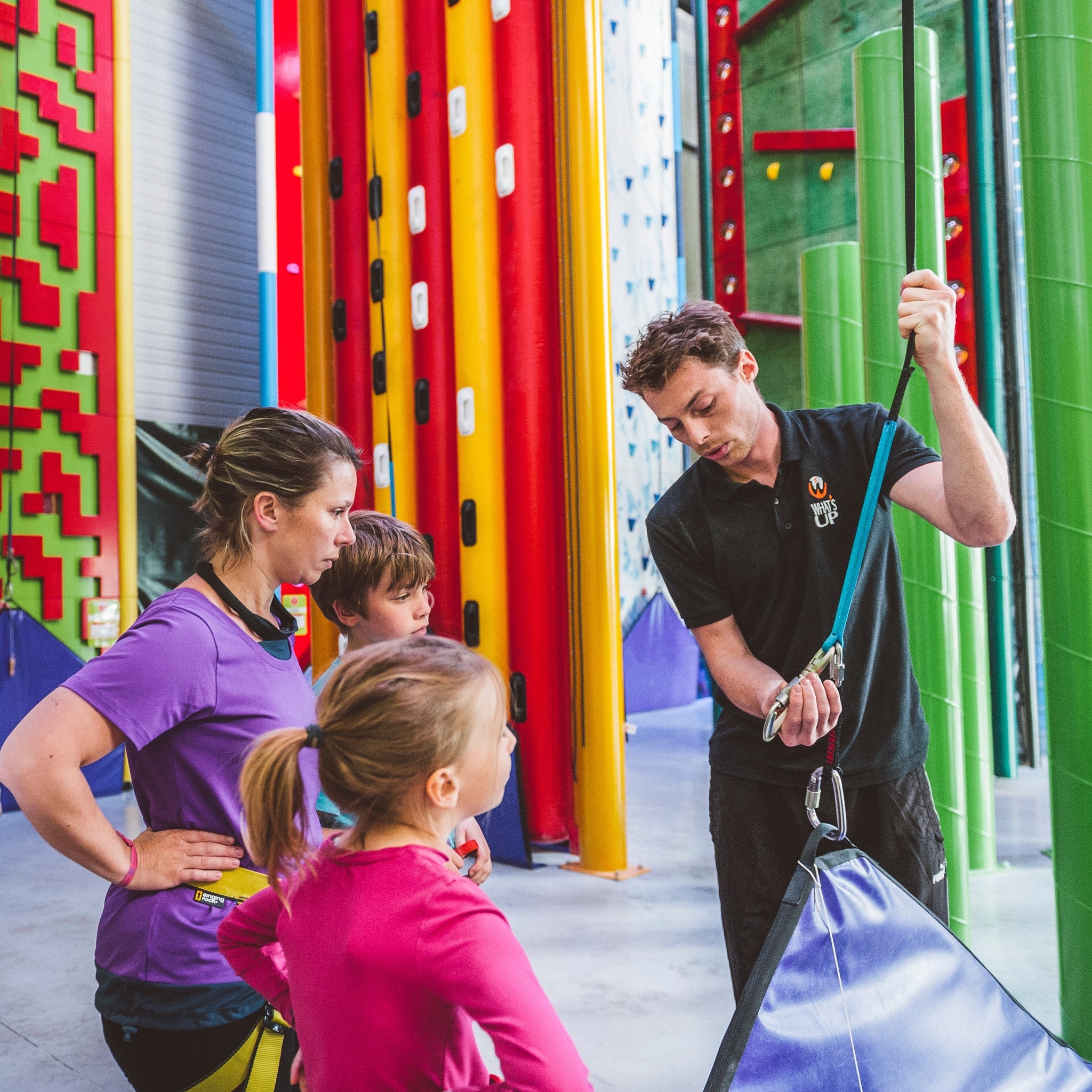 Family of 4 climb at Rock Up