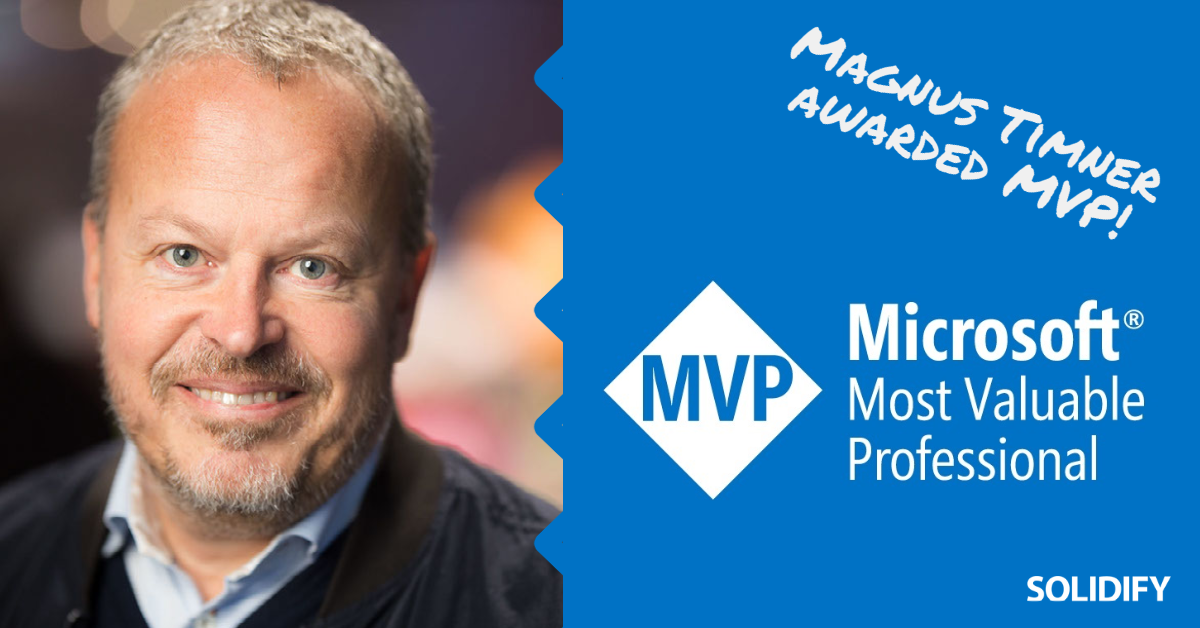 Magnus Timner named Microsoft MVP Solidify