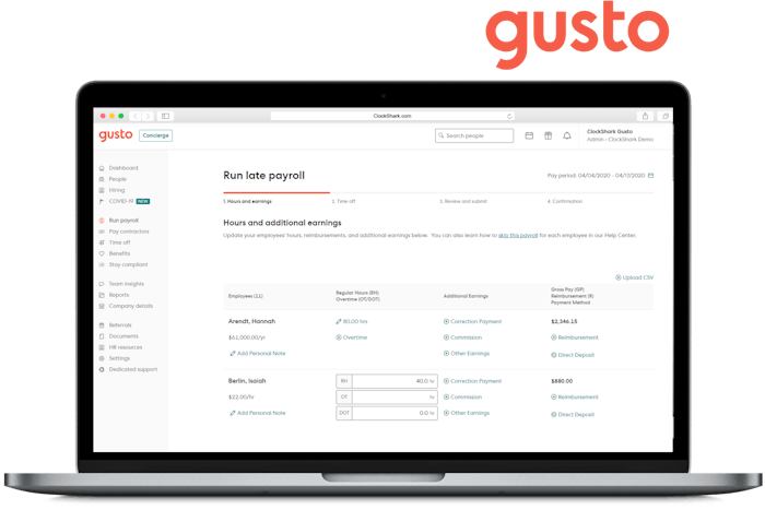 Gusto Integration | ClockShark