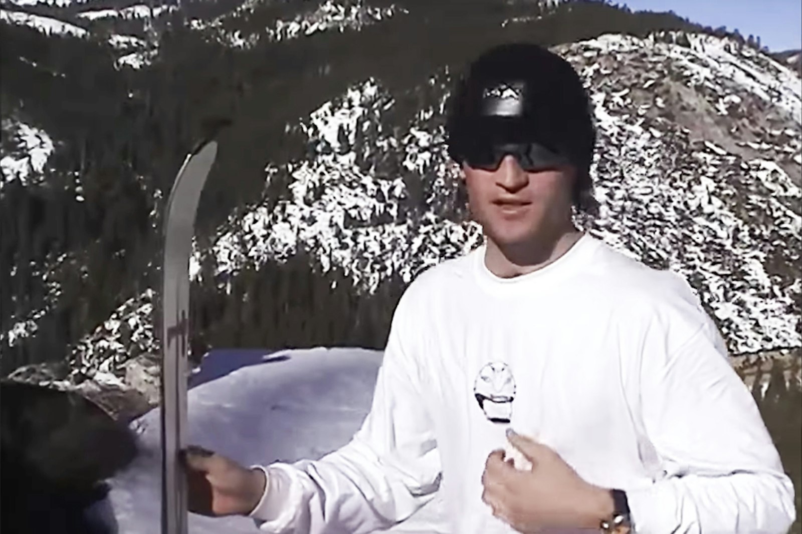 Watch footage of Shane McConkey's first ski BASE jump