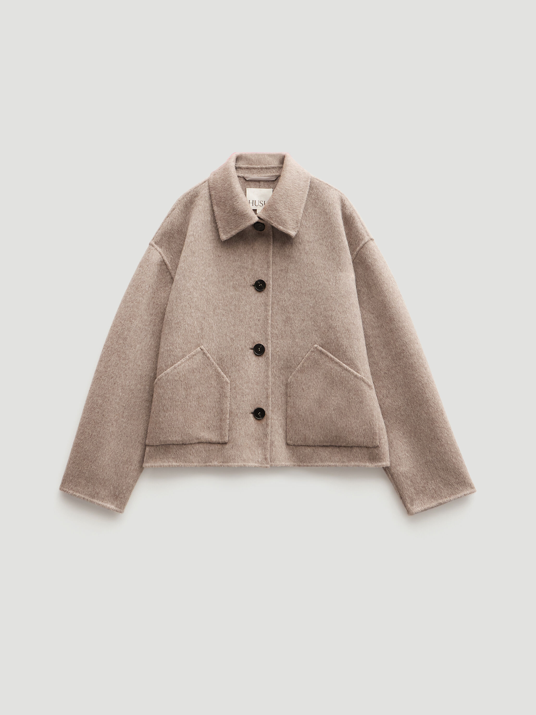 Pure Wool Double Faced Jacket | Oatmeal Marl | hush