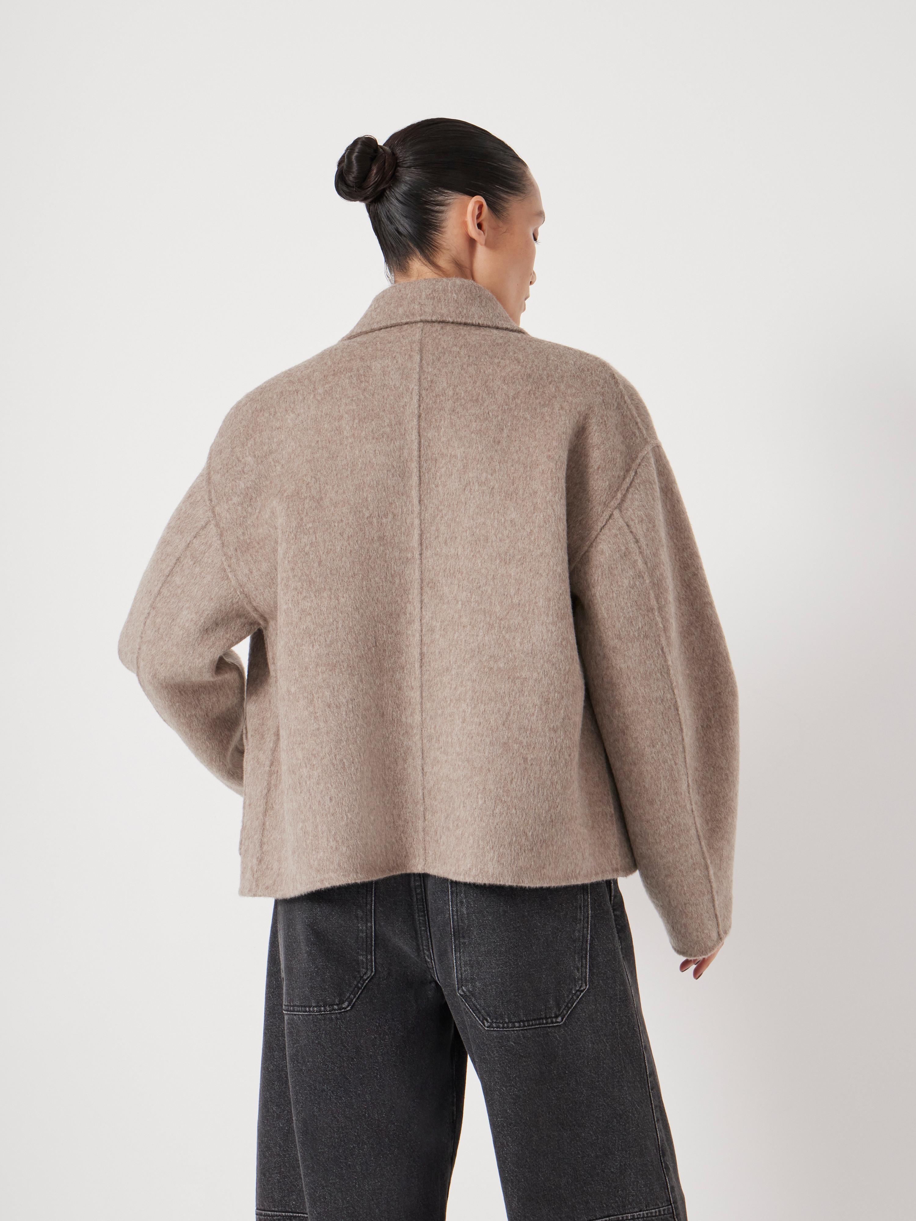 Pure Wool Double Faced Jacket | Oatmeal Marl | hush