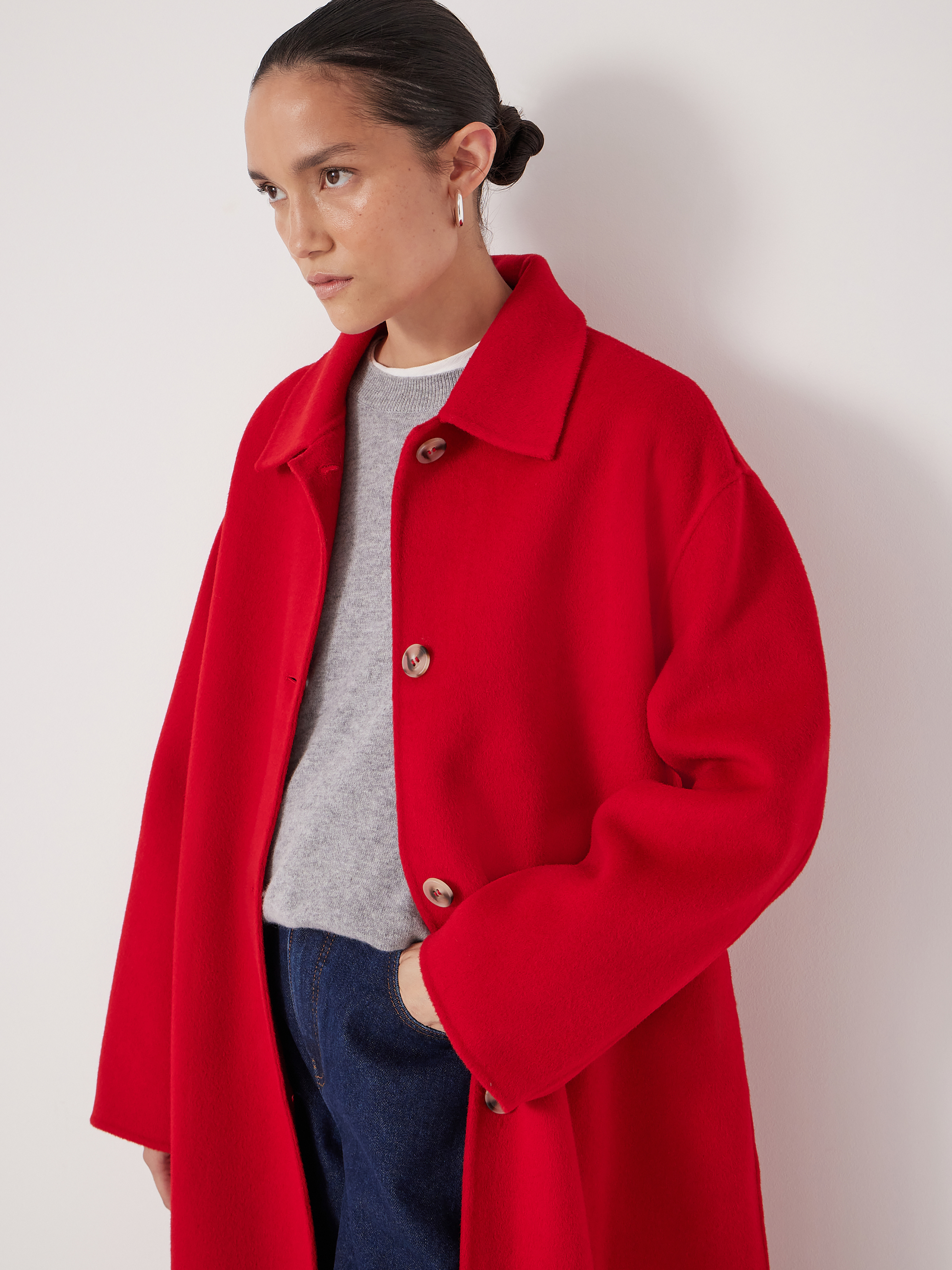 Edie Pure Wool Double Faced Coat | Bright Red | hush