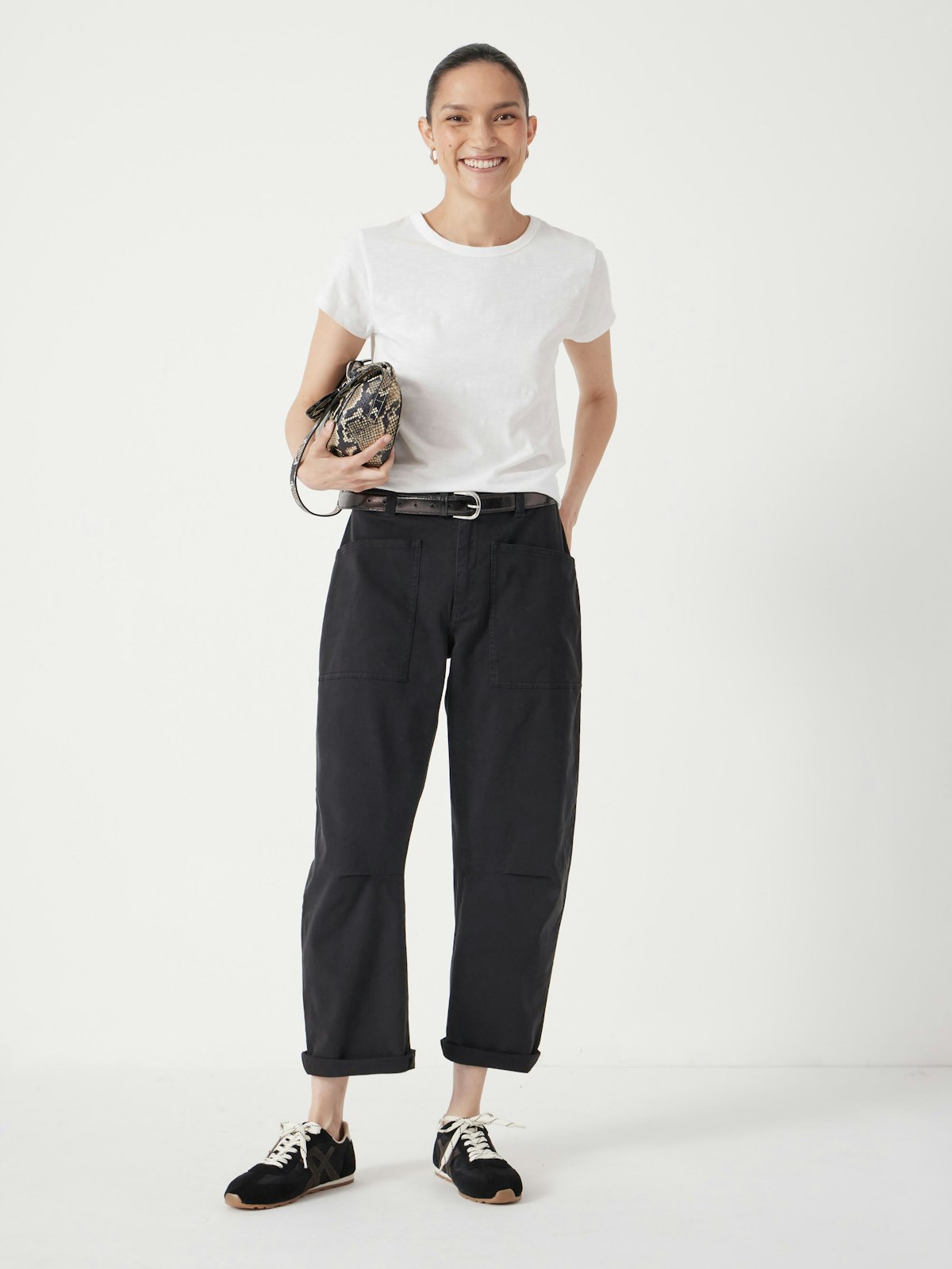 Cordi Barrel Leg Cotton Trousers | Dark Charcoal Grey | hush