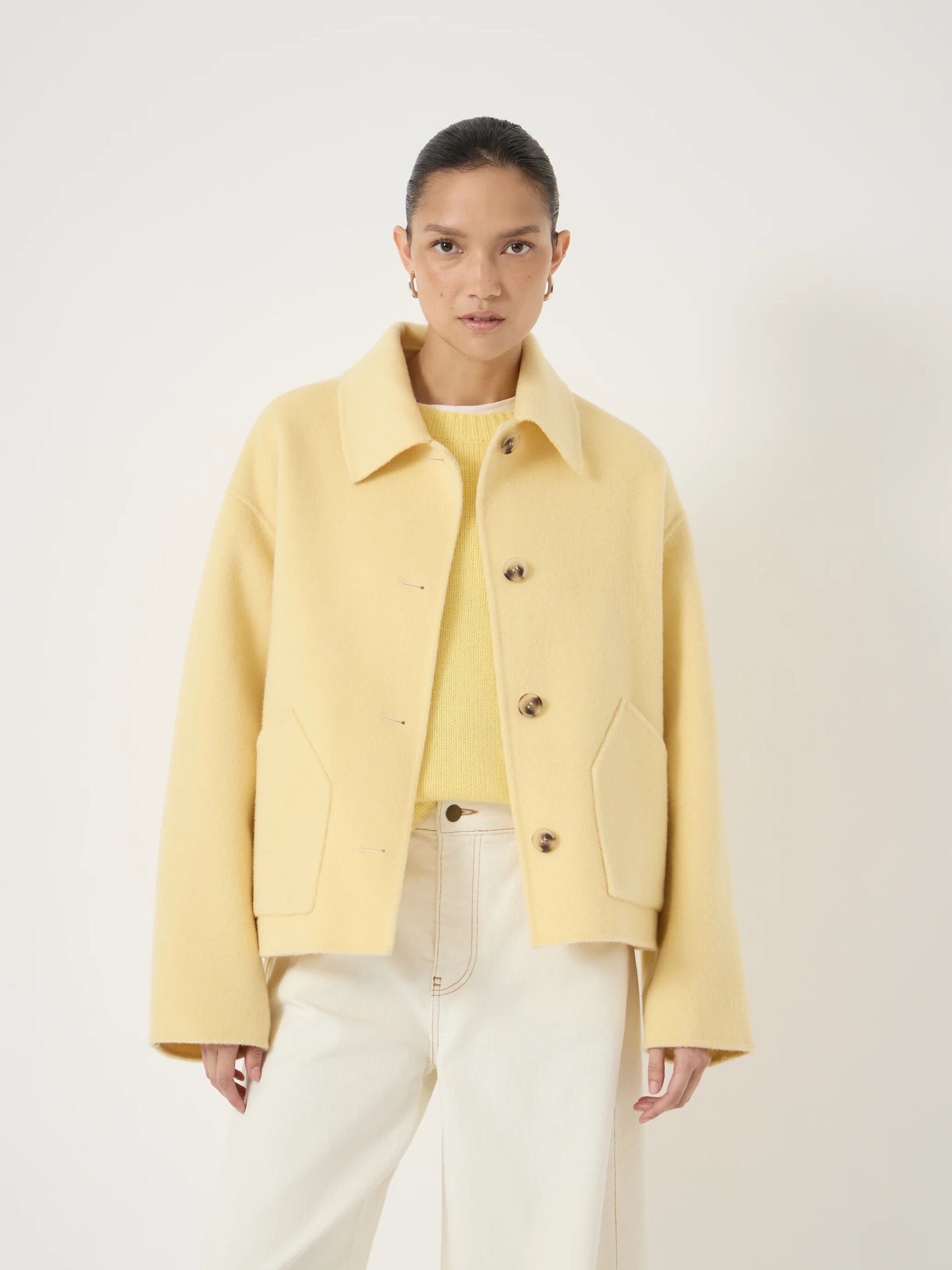 Pure Wool Double Faced Jacket | Butter Yellow | hush