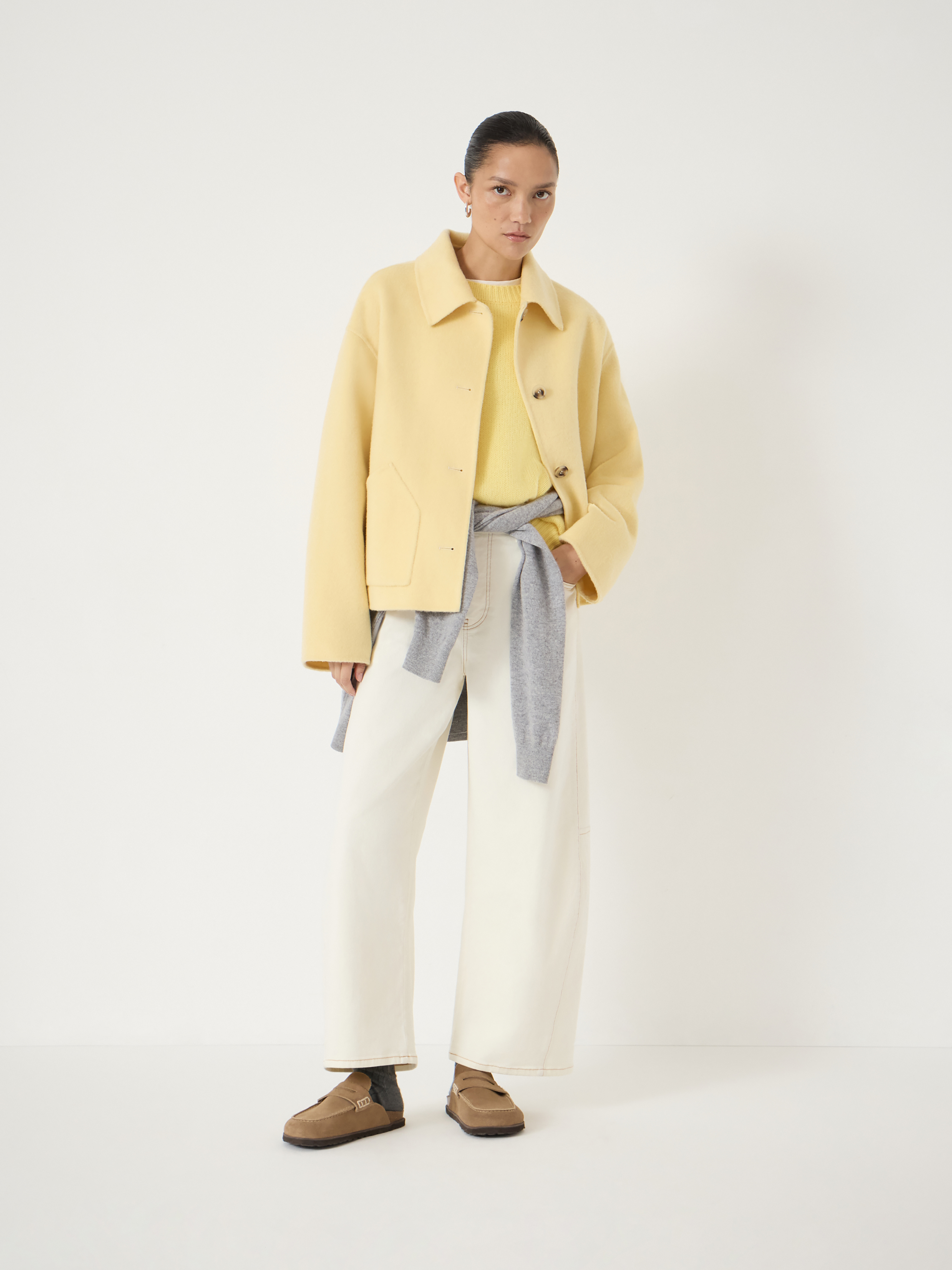 Pure Wool Double Faced Jacket | Butter Yellow | hush