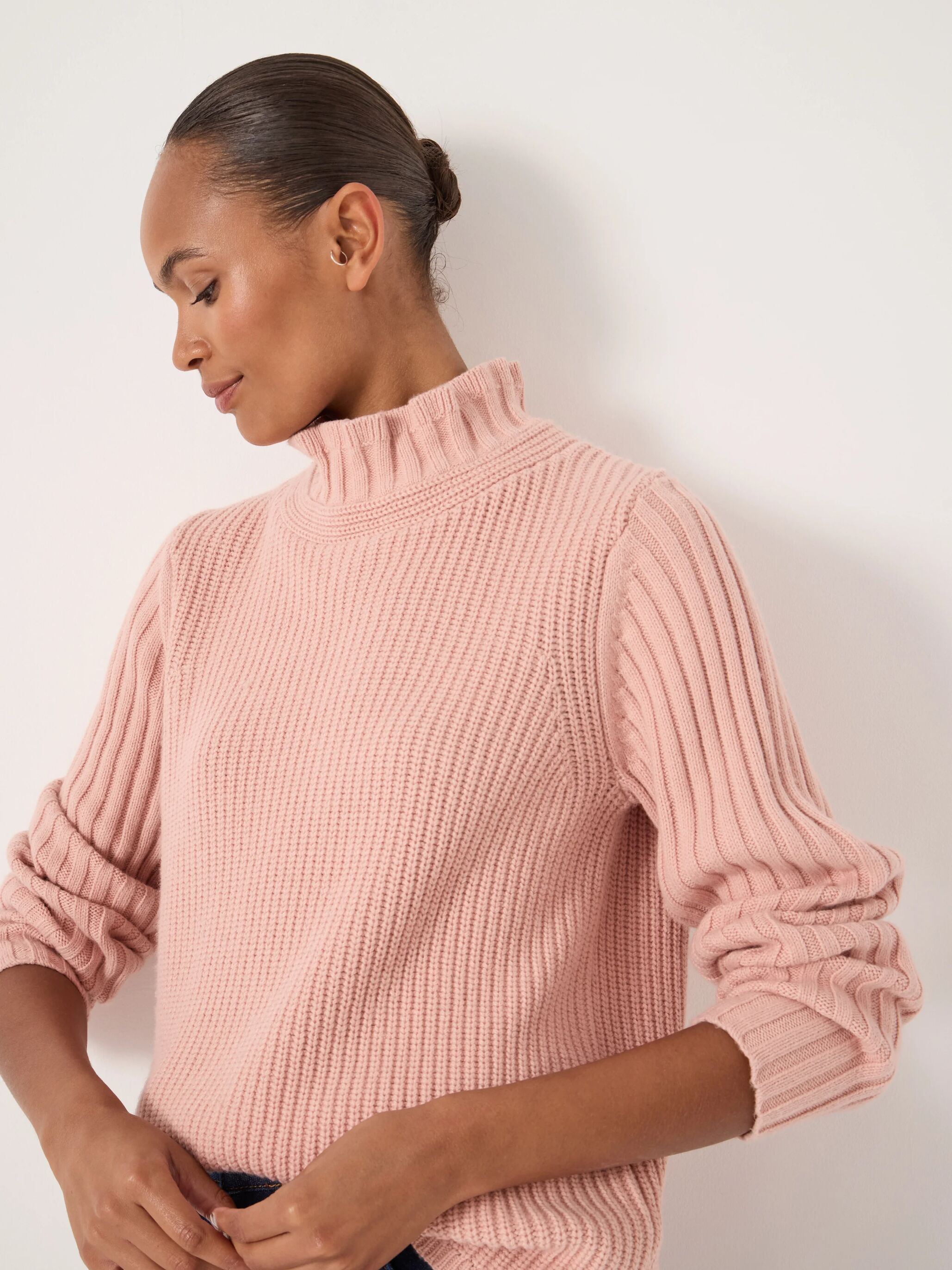 Kiley Wool Blend Frill Trim Jumper | Soft Pink | hush