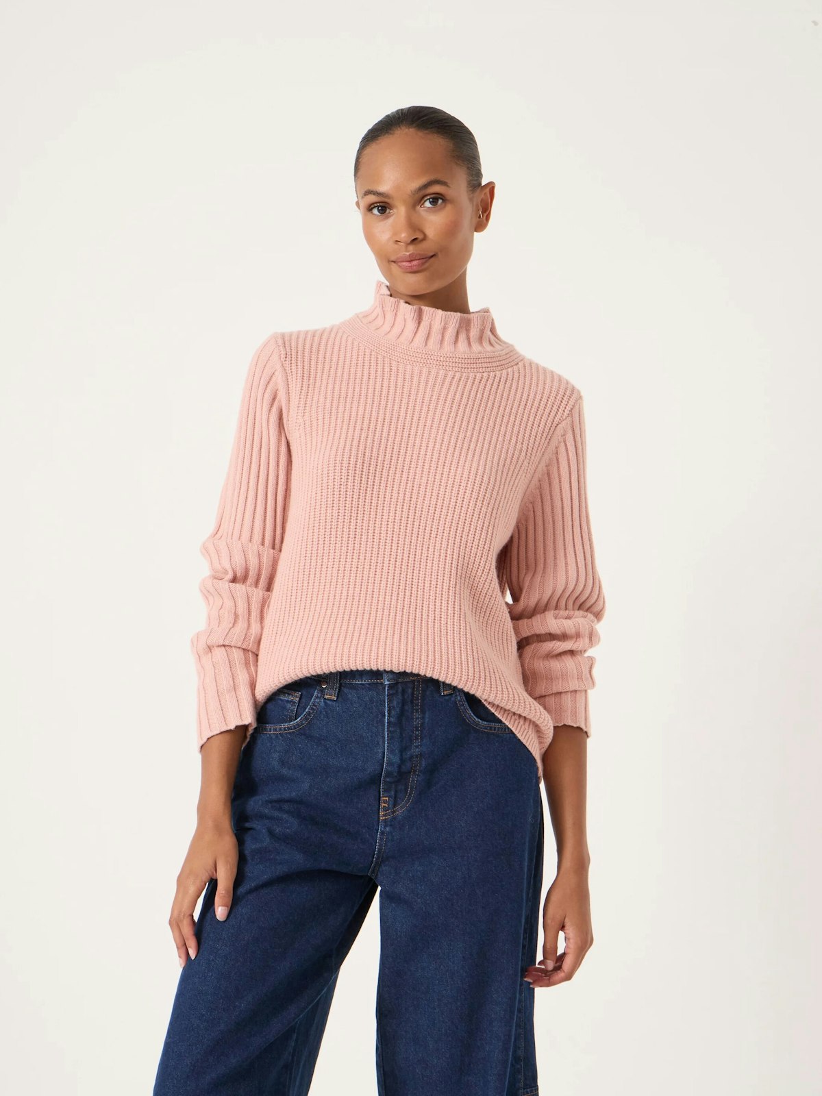 Kiley Wool Blend Frill Trim Jumper | Soft Pink | hush