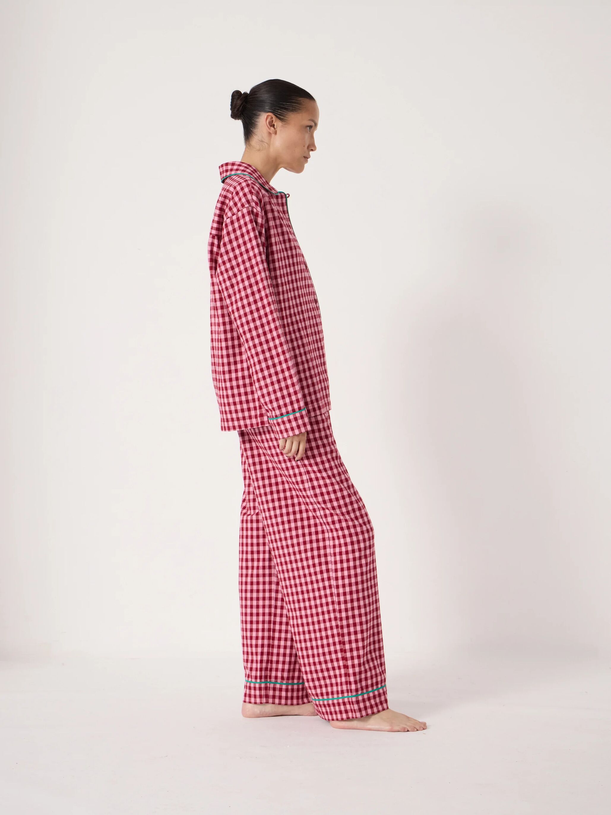 Brushed Cotton Gingham Pyjamas | Pink Mix | hush