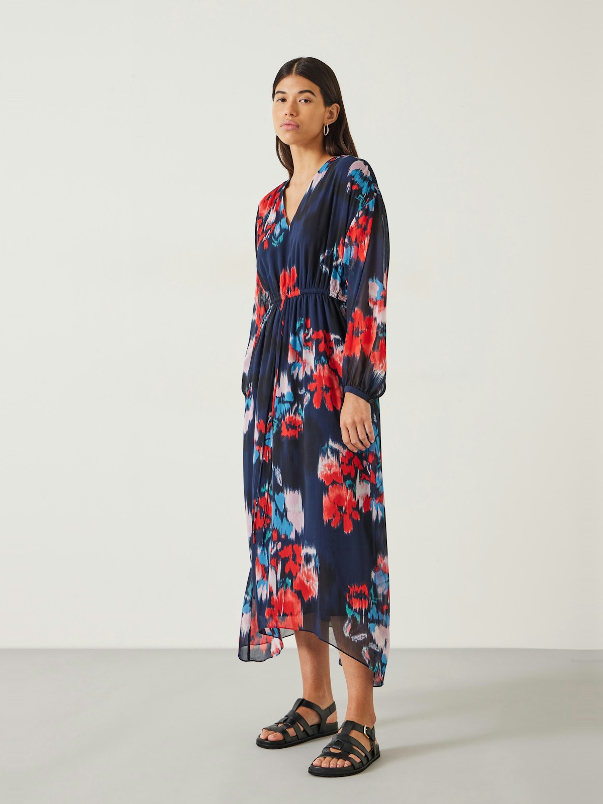 Clarette Chiffon Maxi Dress | Blurred Floral Black | hush
