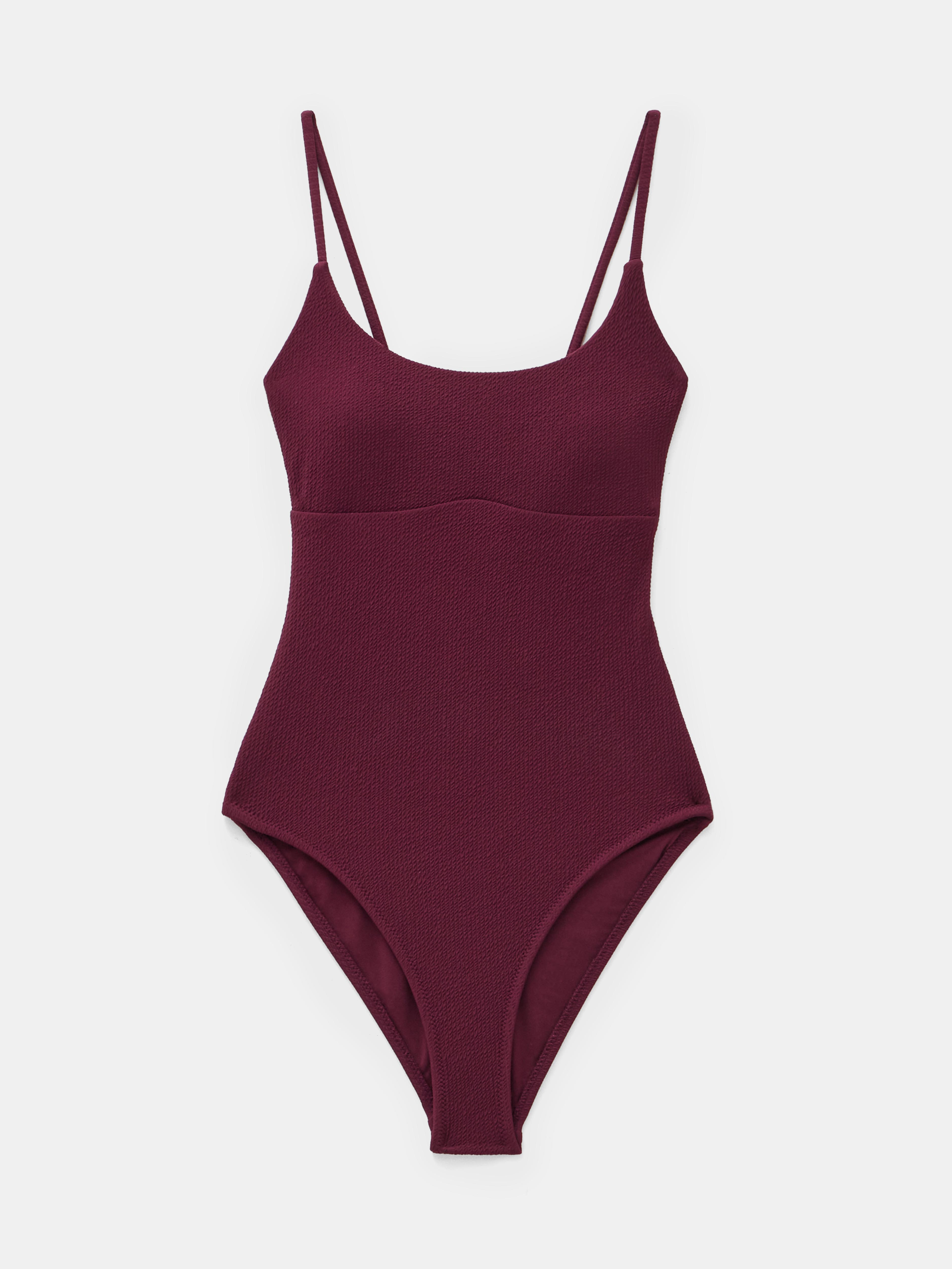 Square Neck Texture Swimsuit | Burgundy Red | hush