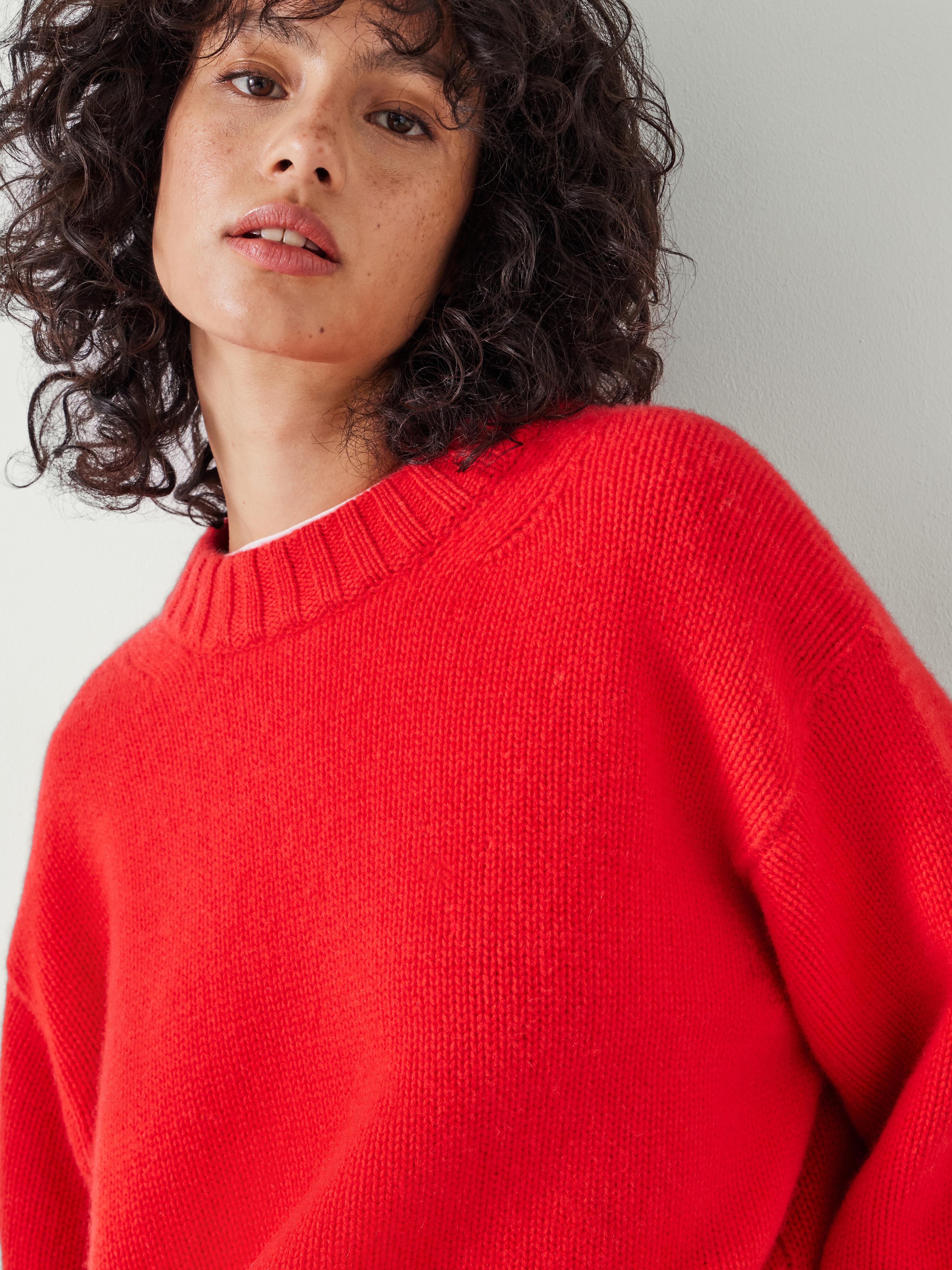 Cora Chunky Cashmere Crew Jumper | Red | hush