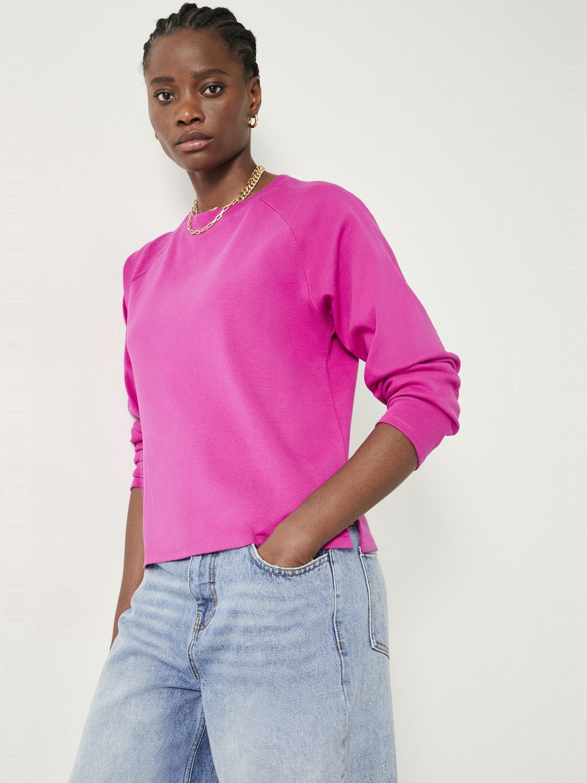 Matilda Cotton Raglan Top | Bright Pink | hush