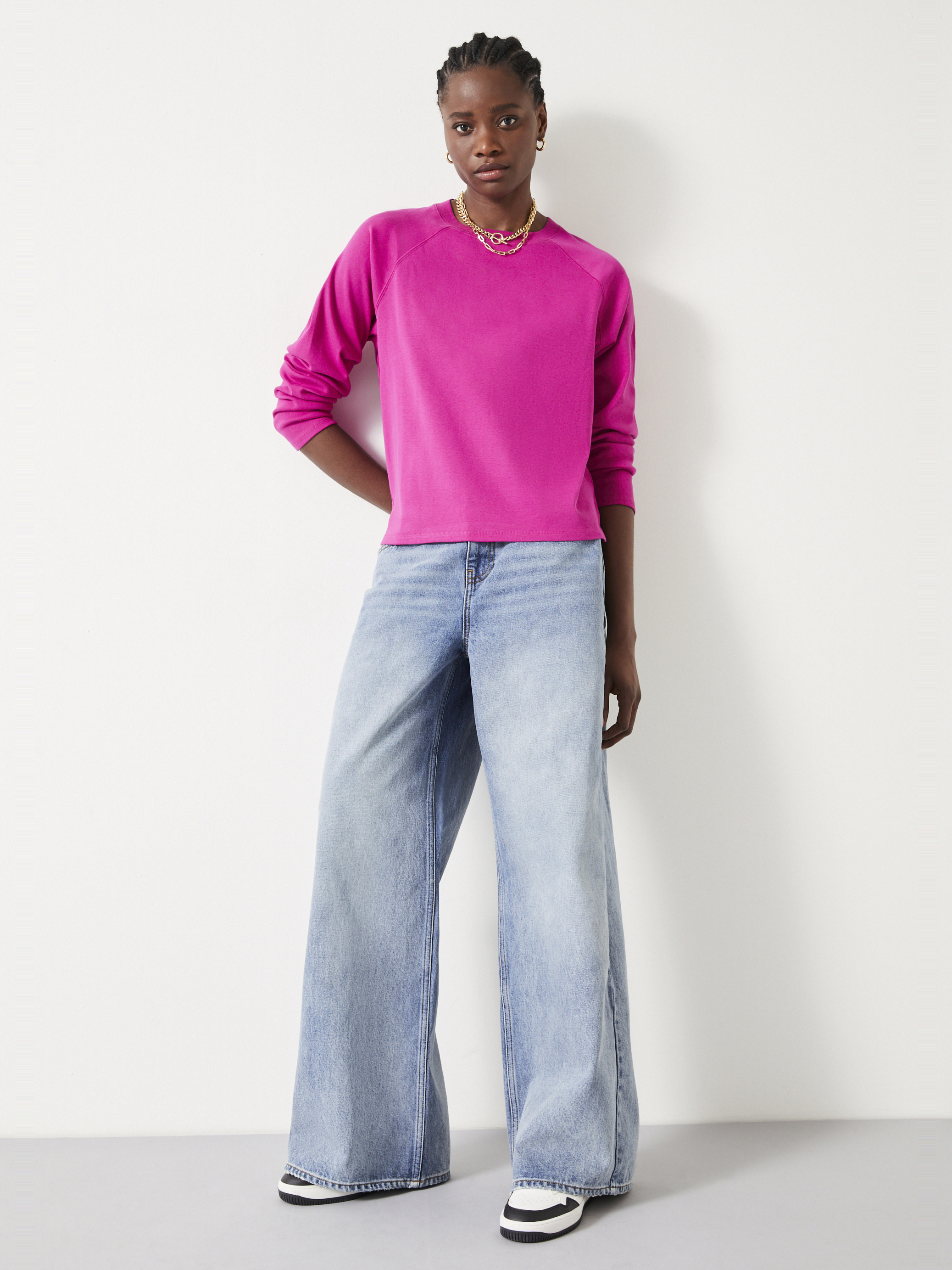 Matilda Cotton Raglan Top | Bright Pink | hush