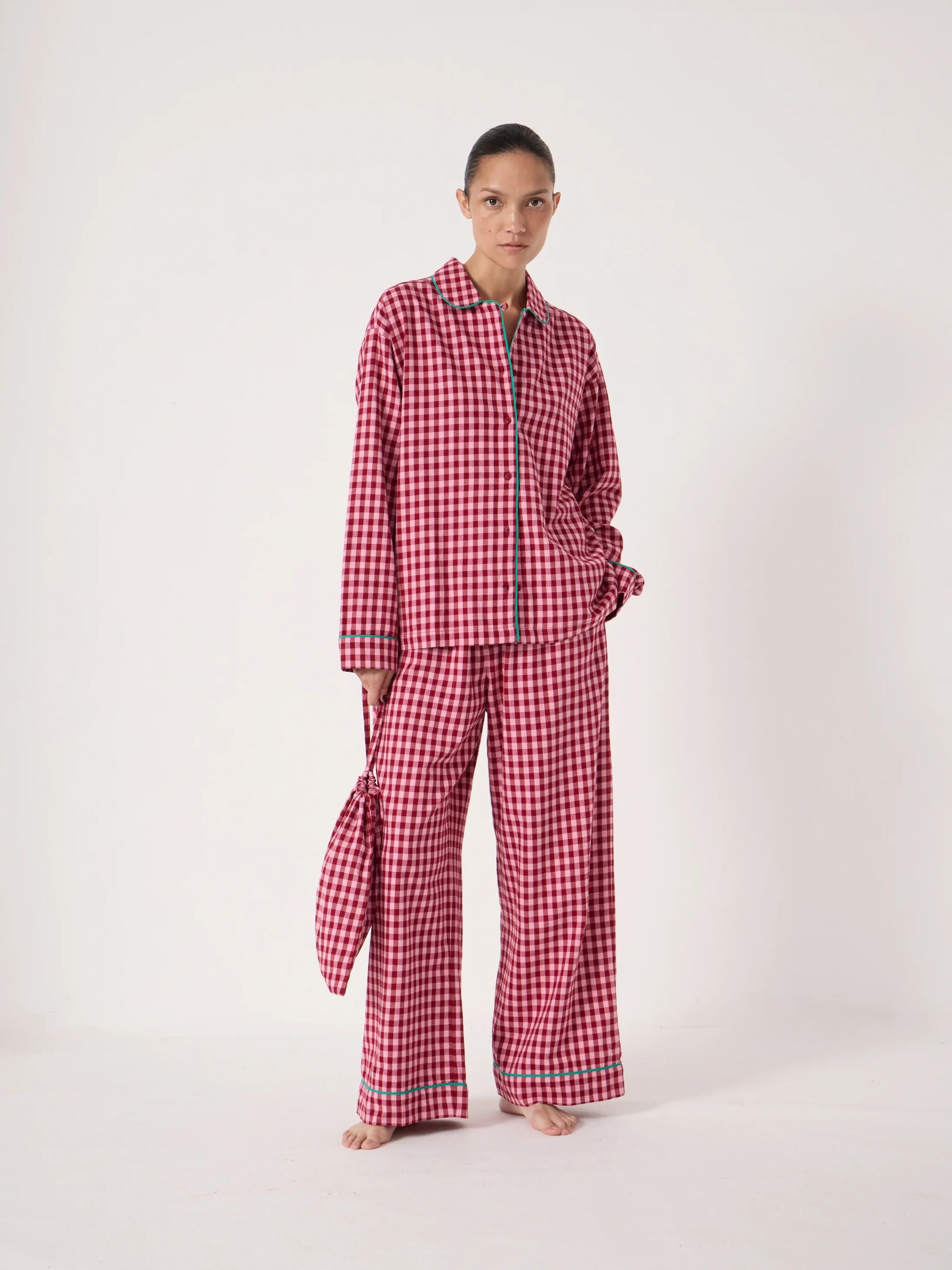 Brushed Cotton Gingham Pyjamas | Pink Mix | hush