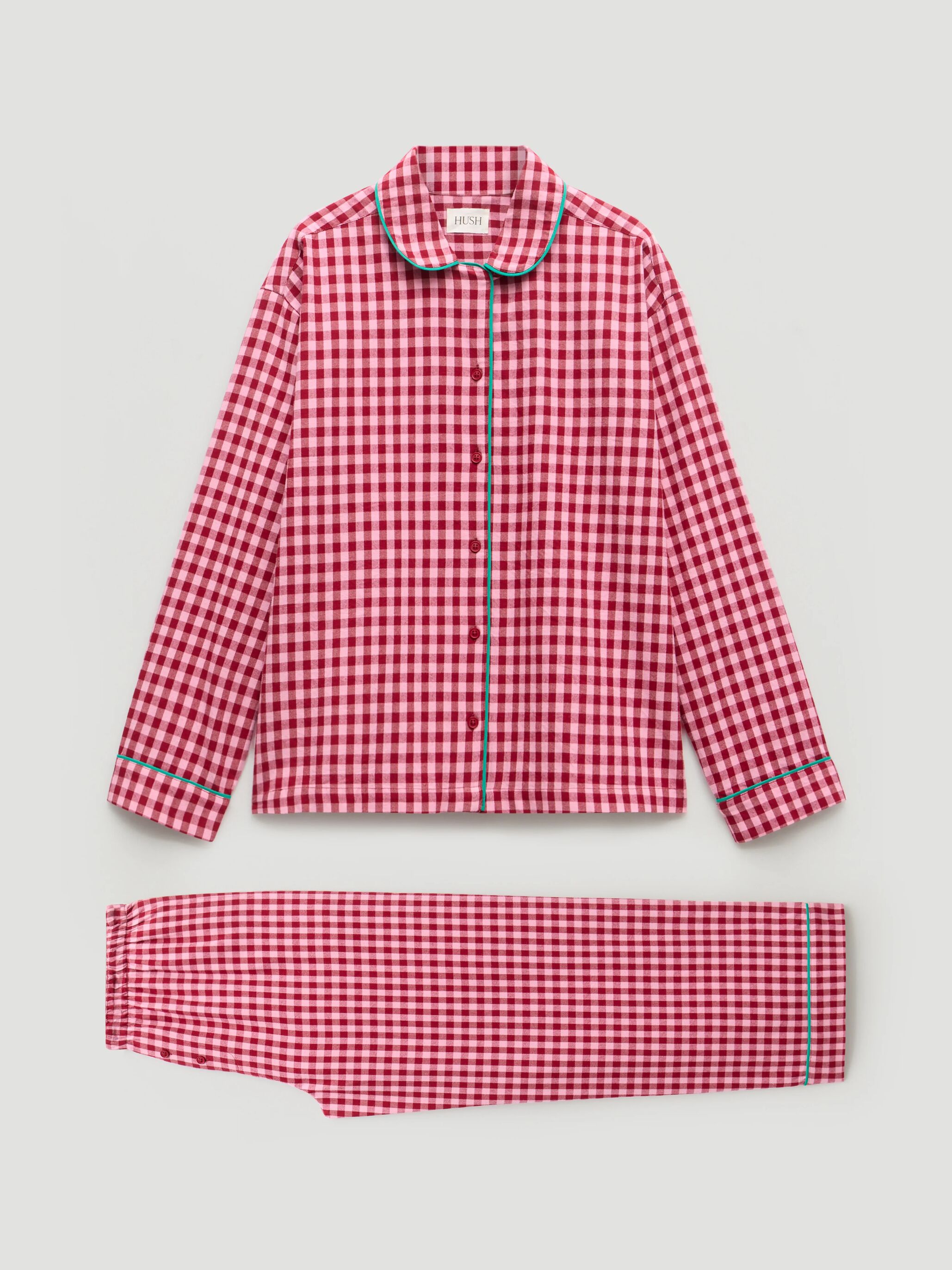 Brushed Cotton Gingham Pyjamas | Pink Mix | hush