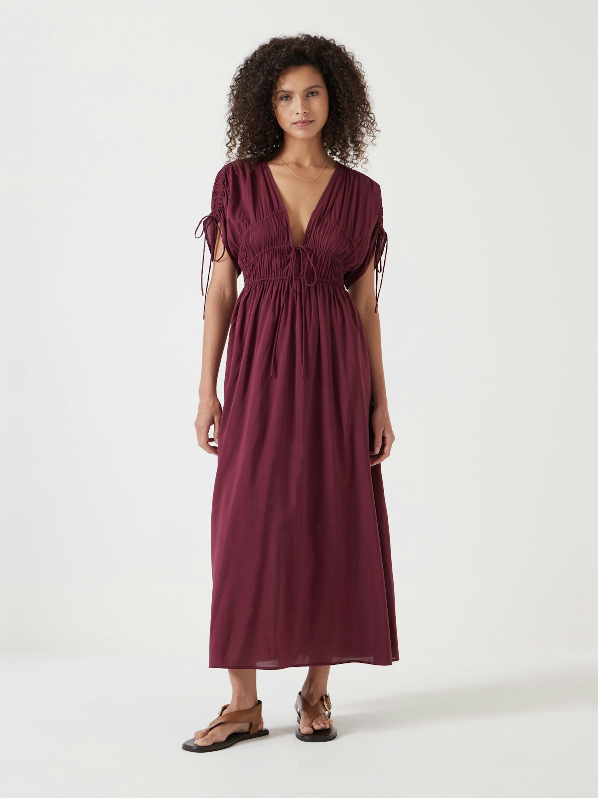 Grace Cotton Blend Midi Beach Dress | Burgundy Red | hush